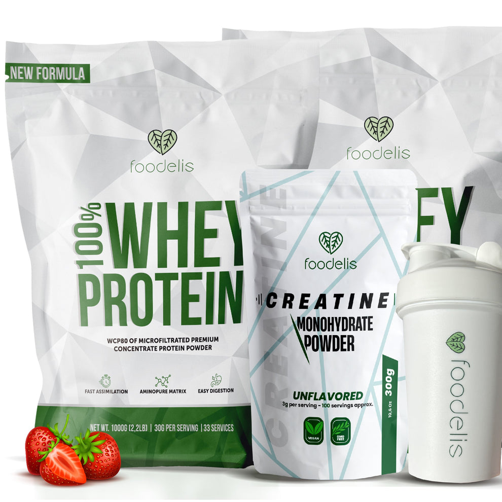 100% Whey Protein Pack 2KG + Monohydrated Creatine 300G + Shaker ...