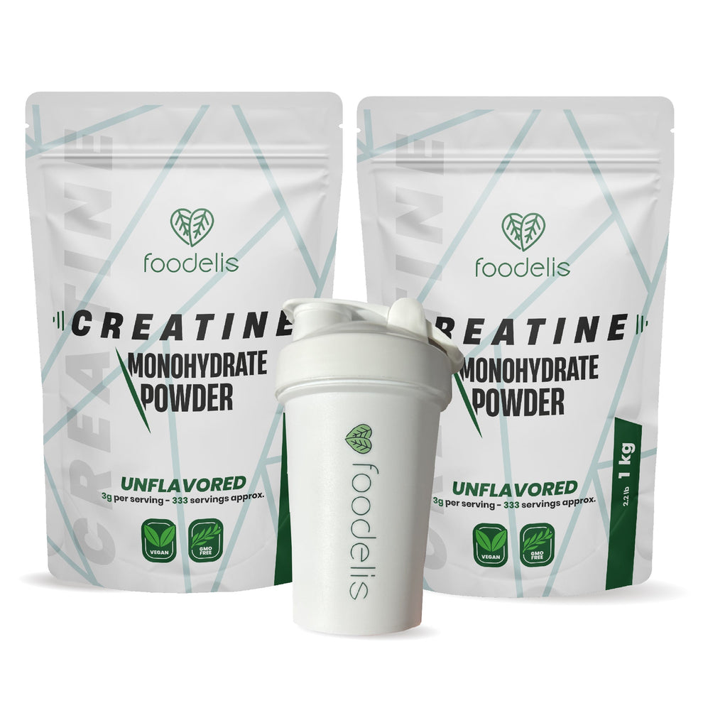 Creatine Monohydrate Pack 2KG + 400ml Shaker – Foodelis Nutrition